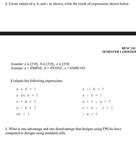 Solved Given Values Of A B And C As Shown Write The Chegg Com