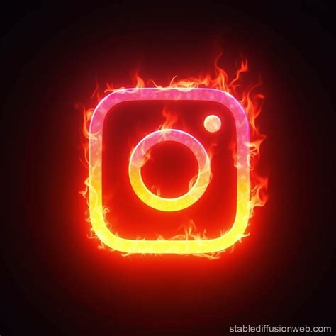 Instagram Logo On Fire Image Stable Diffusion Online