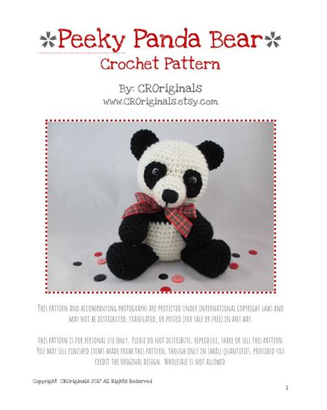 Panda Bear Crochet Pattern Amigurumi Pattern Crochet Stuffed Etsy