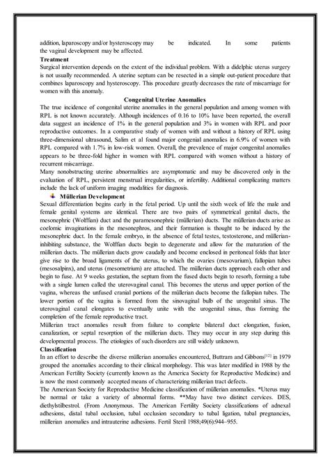 Uterine Malformation Define Typesdiagnosis Testtreatment In Word File Use In Clinical