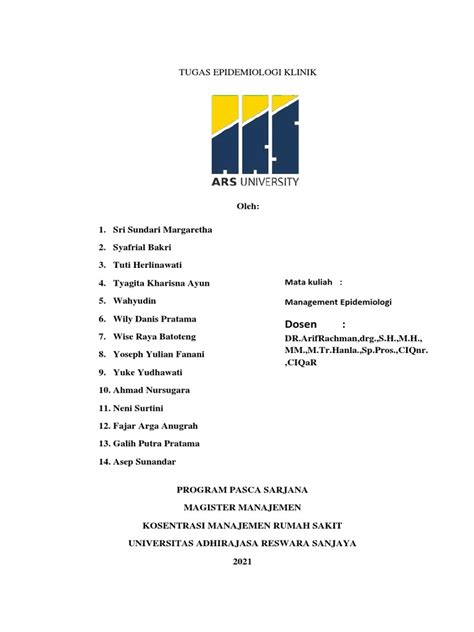 Epidemiologi Klinik Kel3 Ars Pdf