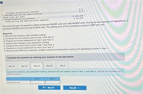 Solved Assume The Company Uses Variable Costing Prepare An Chegg