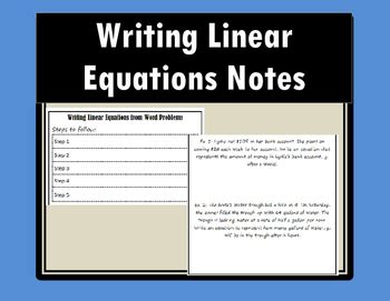 Writing Linear Equations Notes By Math Minds TPT