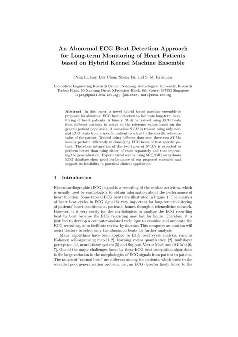 Pdf An Abnormal Ecg Beat Detection Approach For Long Term Monitoring Of Heart Patients Based