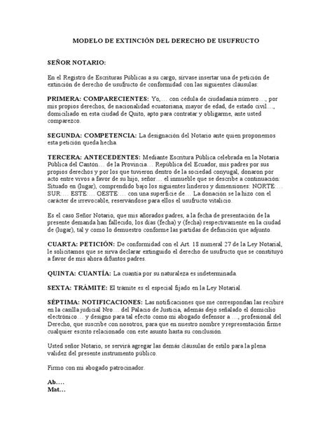 Extinción Del Derecho De Usufructo Pdf