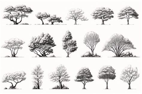 Premium Ai Image A Detailed Set Of Pencil Drawings Of Trees In The