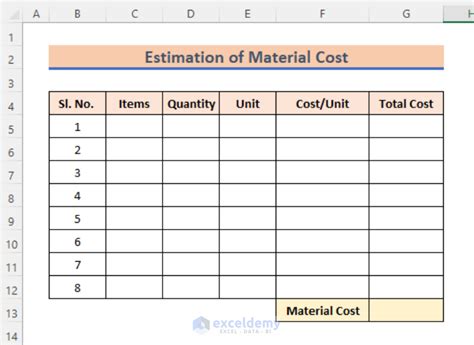 How To Perform Building Estimation And Costing In Excel Sheet