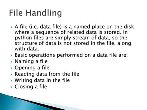 File Handling In Python Using Exception Statement Ppt