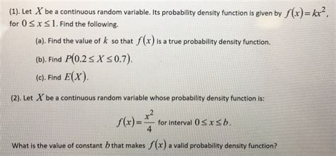 Solved 1 Let X Be A Continuous Random Variable Its