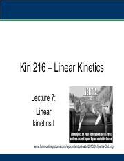 Lecture Linear Kinetics I To Post Pdf Kin Linear Kinetics Lecture Linear