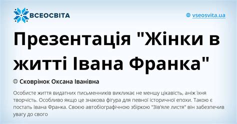 Презентація Жінки в житті Івана Франка Презентація Українська