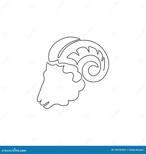 Single Continuous Line Drawing Of Cute Funny Sheep Head For Business