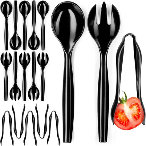 Amazon Disposable Plastic Serving Utensils Set Of 18 Black Plastic Utensils 6 Each 6