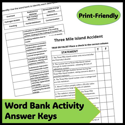 Three Mile Island Nuclear Accident Reading Comprehension With