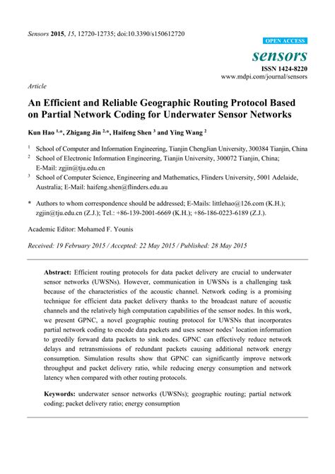 Pdf An Efficient And Reliable Geographic Routing Protocol Based On Partial Network Coding For