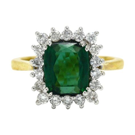 Vivid Green Tourmaline Engagement Ring Cocktail Gemstone 4 Carat