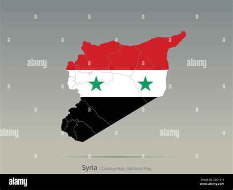 Syria Flag Isolated On Map Middle East Countries Map And Flag Stock