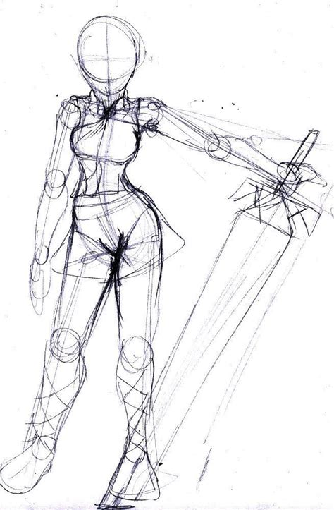 Female Warrior Pose Drawing Warrior Base Character Design Body Pose