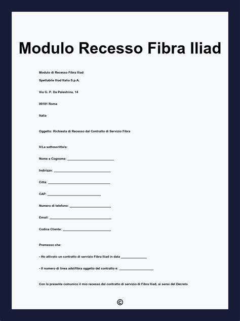 Modulo Recesso Fibra Iliad