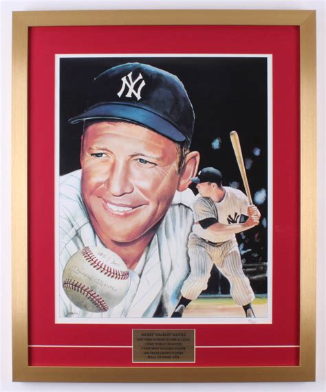 Mickey Mantle Signed Yankees 22x28 Custom Framed Print Display Jsa Loa