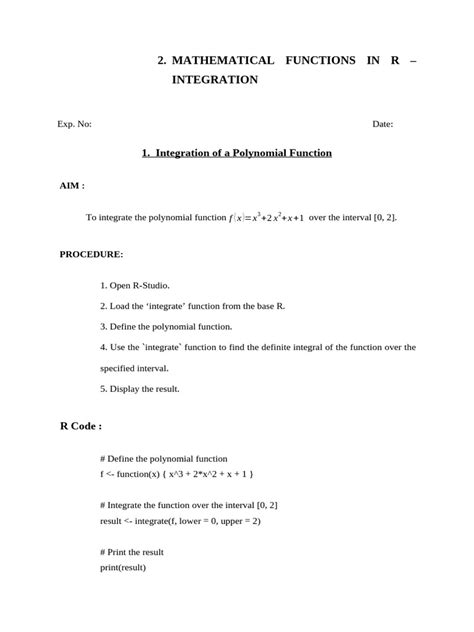Lab 2 Mathematical Functions In R Pdf Function Mathematics