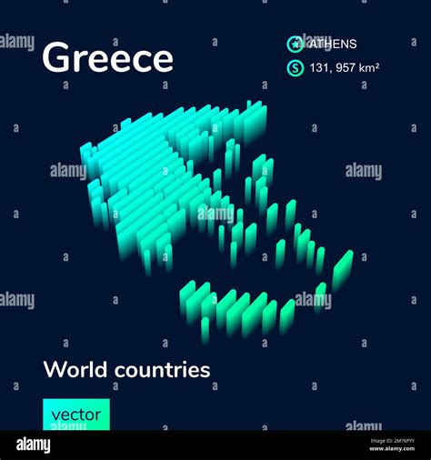 3d Mapa De Grecia El Mapa Isométrico Vectorial A Rayas Estilizado De