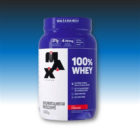 100 Whey 900g Morango Max Titanium Fortmax