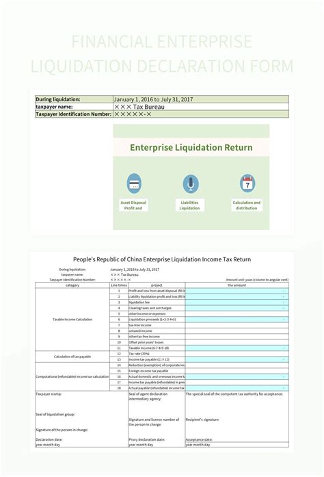 Free Enterprise Liquidation Declaration Form Templates For Google
