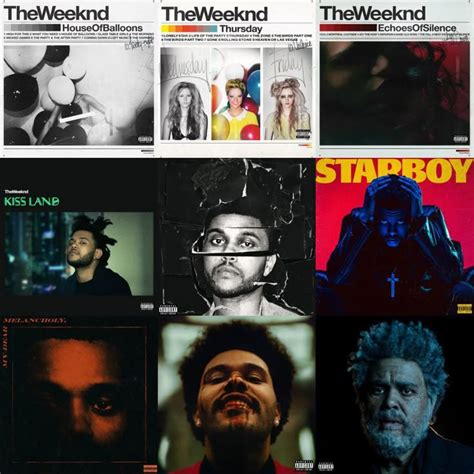 The Weeknd Album Covers Are Shown In Black And White Including One