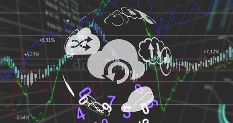 Digital Image Of Globe Of Digital Icons And Multiple Changing Numbers