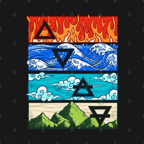 Fire Water Air Earth Four Greek Nature 4 Elements T T Shirt