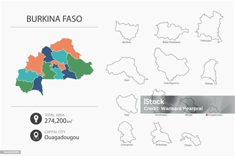 詳細な国の地図とブルキナファソの地図都市総面積首都のマップ要素 アイコンのベクターアート素材や画像を多数ご用意 アイコン アイデア
