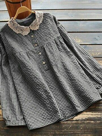 Brand ZANZEA Women S Long Sleeve Lace Patterned Blouse Blouses For Women Blouse Plaid Shirt