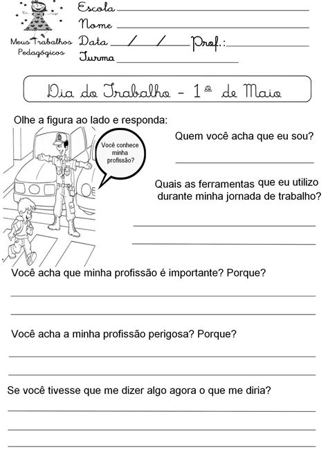 Meus Trabalhos Pedagógicos Mais atividades para o dia do trabalho