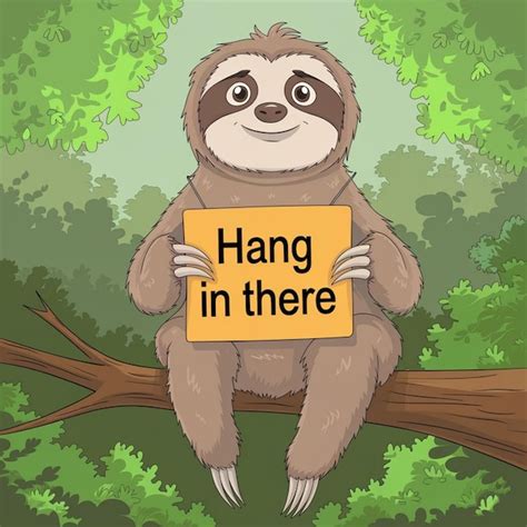 Cartoon Sloth Sitting Premium Ai Generated Image