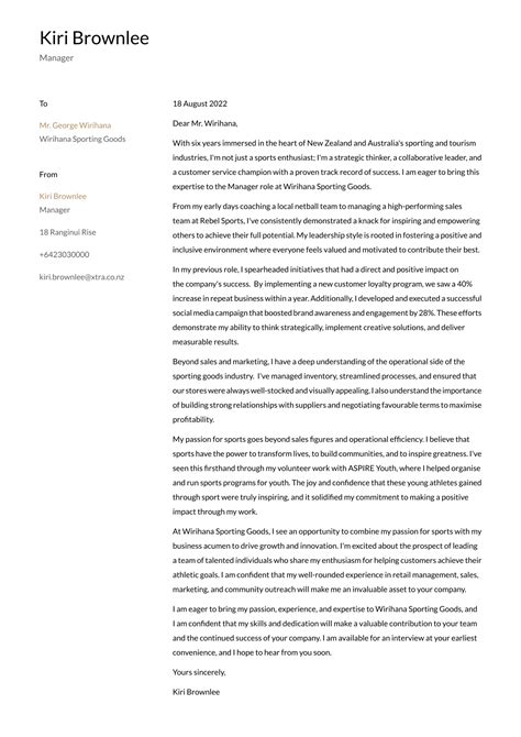 Cover Letter Examples Manager