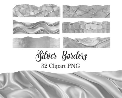 Silver Border Clipart Silver Texture Borders Png Scrapbook Digital