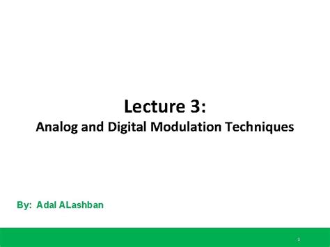 Lecture 3 Analog And Digital Modulation Techniques By
