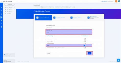 Setup Notification Type On Metering Section Smart View Technology
