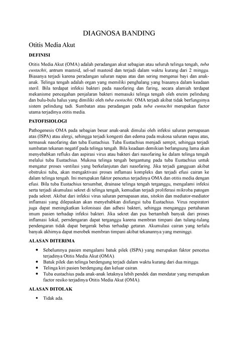 Diagnosa Banding Pbl 4 Lapaoran Wirausaha Diagnosa Banding Otitis