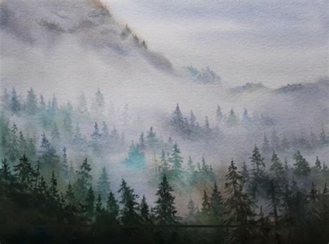Grant Fuller Watercolour Demo Trees In Mist Watercolor Trees