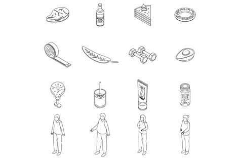 Slimming Icons Set Vector Outline Graphic By Ylivdesign · Creative Fabrica