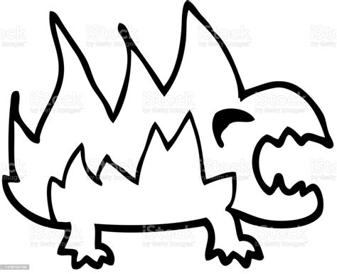 Line Drawing Cartoon Fire Demon Stock Illustration Download Image Now