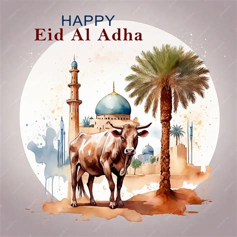Premium Psd Happy Eid Al Adha Greeting Card Watercolor Design