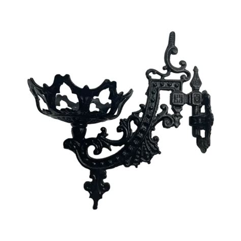 ANTIQUE VICTORIAN ORNATE Cast Iron Kerosene Oil Lamp Holder Wall Mount