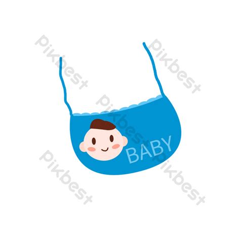 아기 용품 만화 파란색 턱받이 일러스트 Psd 무료 다운로드 Pikbest