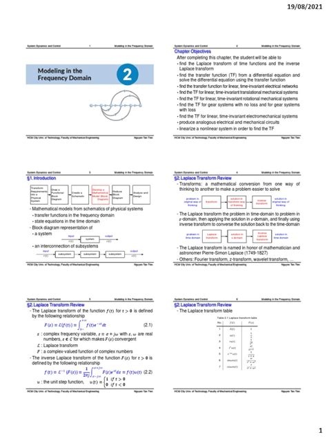 Ch02 Modeling In Frequency Domain Pdf Laplace Transform Mathematical Concepts