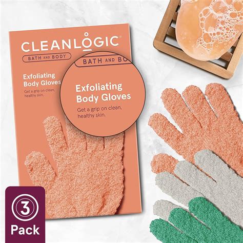 Cleanlogic Guantes Exfoliantes Para Baño Y Ducha 3 Pares 6 Unidades