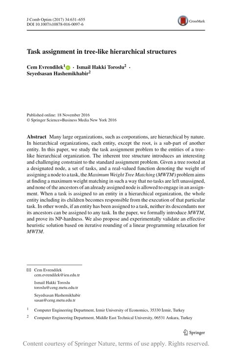Task Assignment In Tree Like Hierarchical Structures Request Pdf