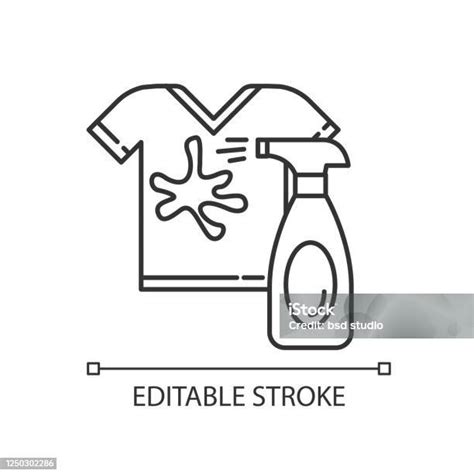 얼룩 제거 픽셀 완벽한 선형 아이콘 세탁 세탁 드라이 클리닝 스프레이 세제 얇은 선 사용자 정의 일러스트레이션 윤곽 기호입니다